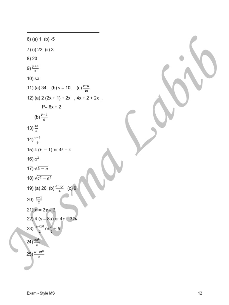 10-11 Substitution and Subject of Formula MS | PDF