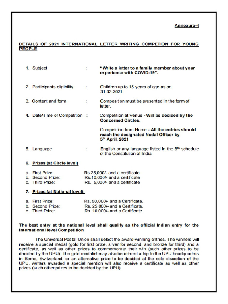 Youth Letter Writing Contest Form | PDF