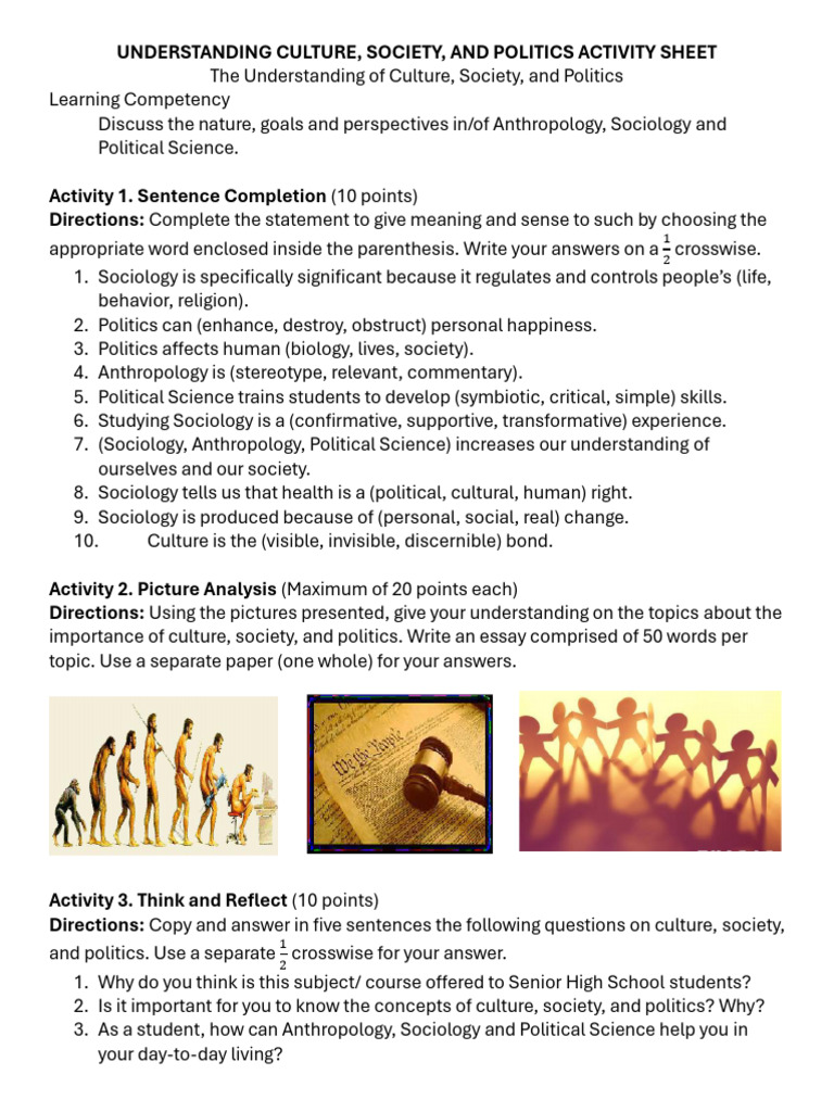 Week 1 Activity | PDF | Anthropology | Science