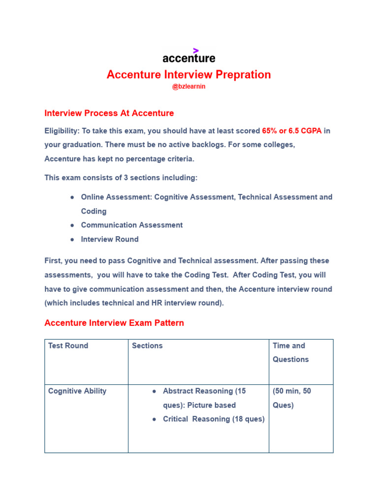 Accenture Interview Prepration | PDF | Method (Computer Programming ...