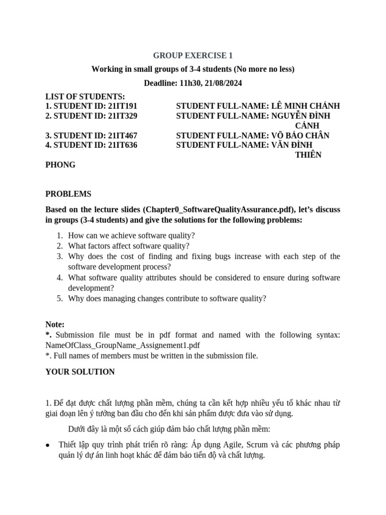 GROUP EXERCISE 1 | PDF