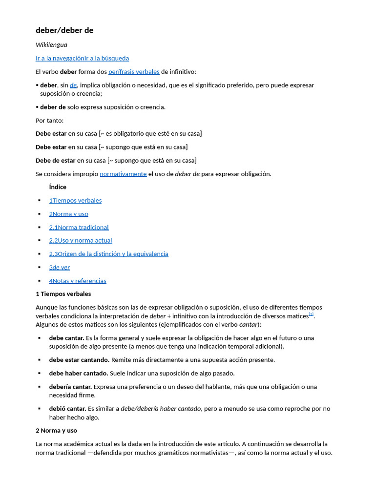 Uso correcto de "deber" y "deber de" | PDF | Verbo | Lengua española
