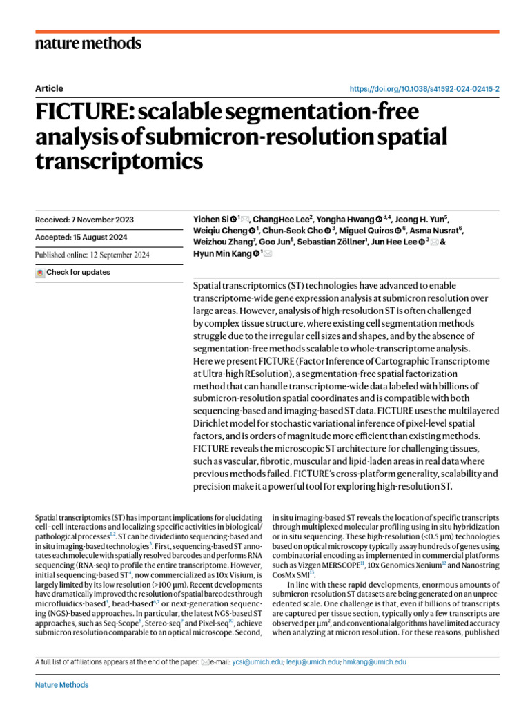 FICTURE: Scalable Segmentation-Free Analysis of Submicron-Resolution Spatial Transcriptomics ...