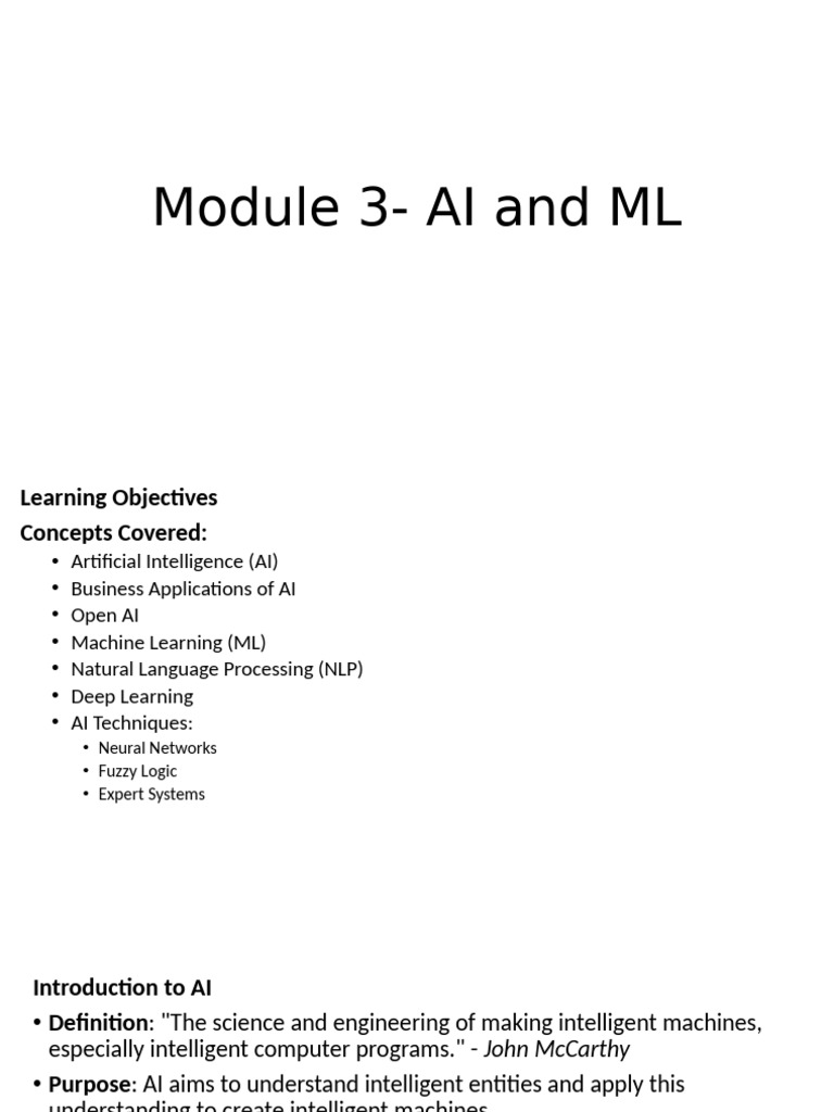 Module 3- AI and ML | PDF | Artificial Intelligence | Intelligence (AI) & Semantics