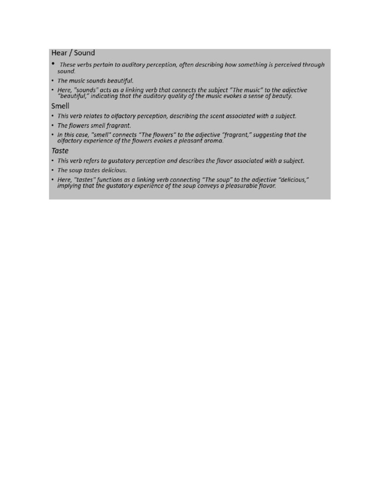 Verb Hear/Sound | PDF