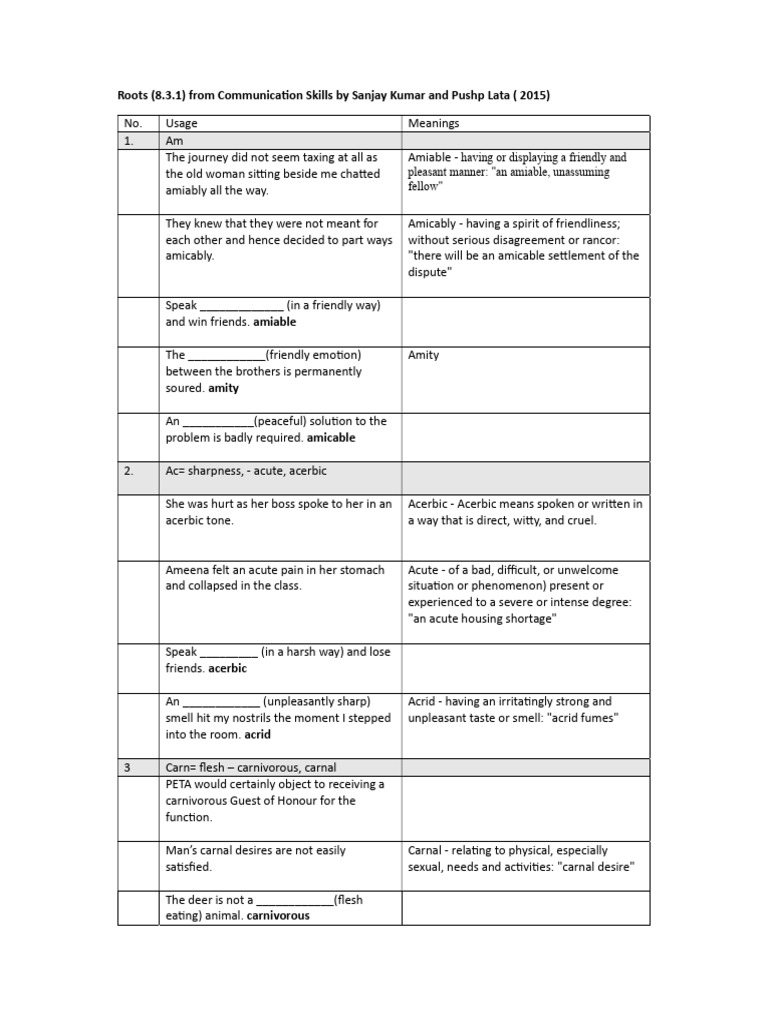 Root Words | PDF | Language Arts & Discipline