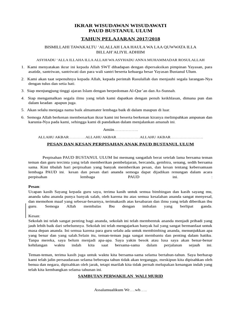 Contoh IKRAR WISUDAWAN WISUDAWATI | PDF | Karier & Perkembangan | Kesehatan Holistik