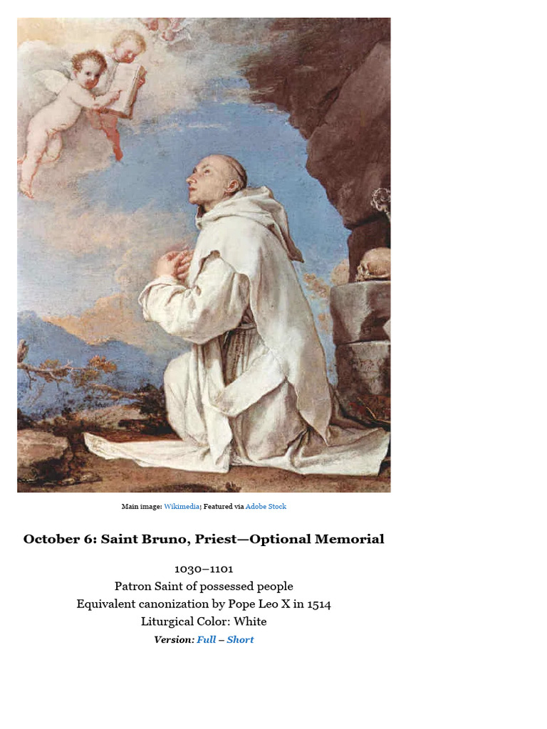 Saint Bruno: Life of Solitude and Prayer | PDF | Prayer | Pope