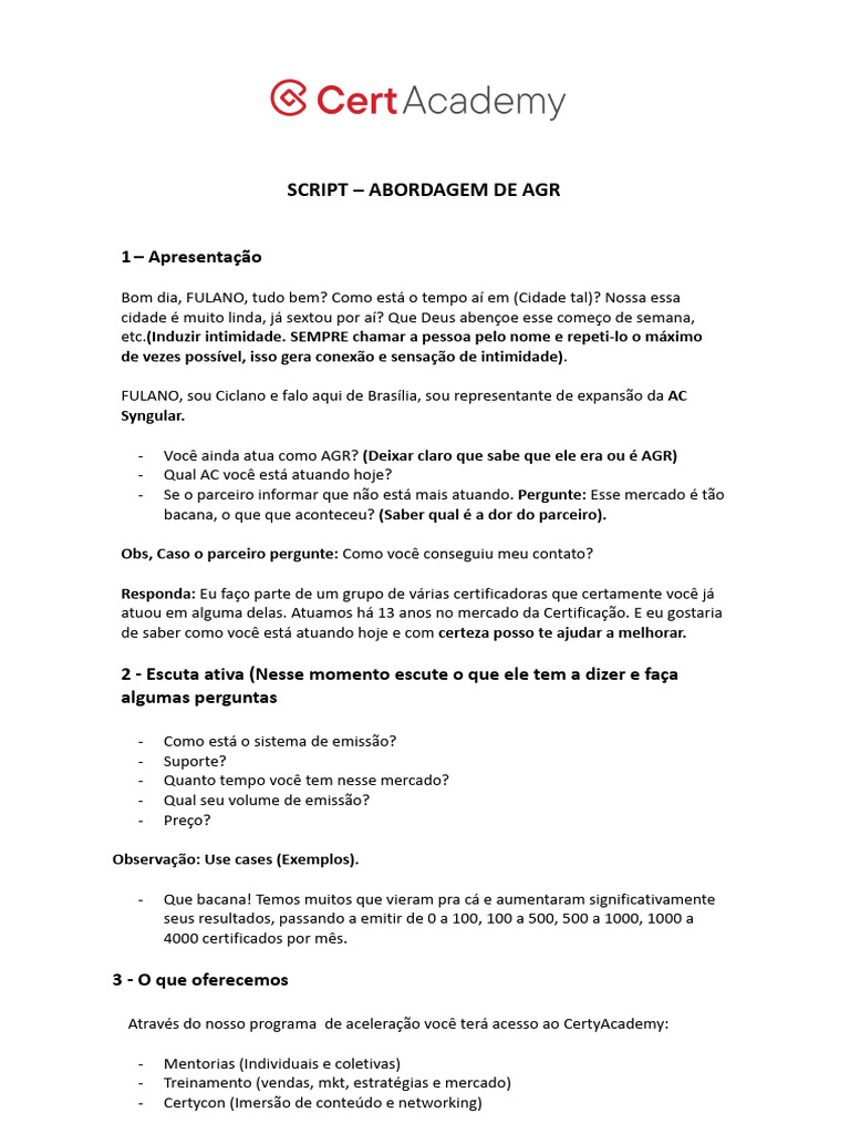 SCRIPT - Abordagem AGR Que Atua | PDF