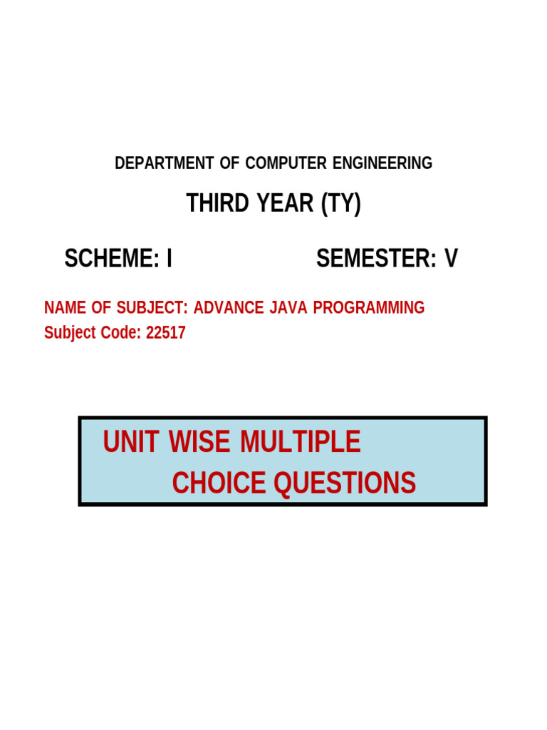 TY COMP Sem V AJP 22517 MCQs Bank | PDF | Port (Computer Networking) | Network Socket