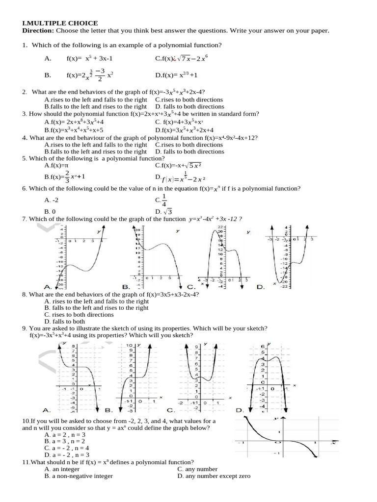 Summative q2 | PDF | Function (Mathematics) | Polynomial