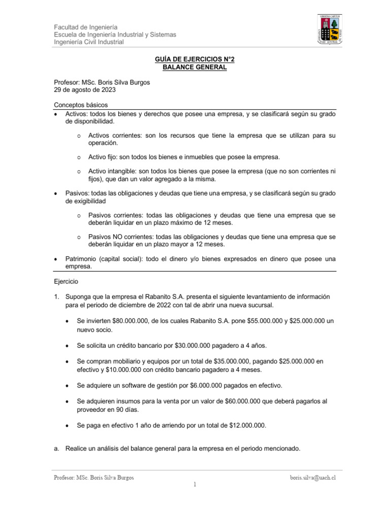 G2. Balance General | PDF | Finanzas y dinero