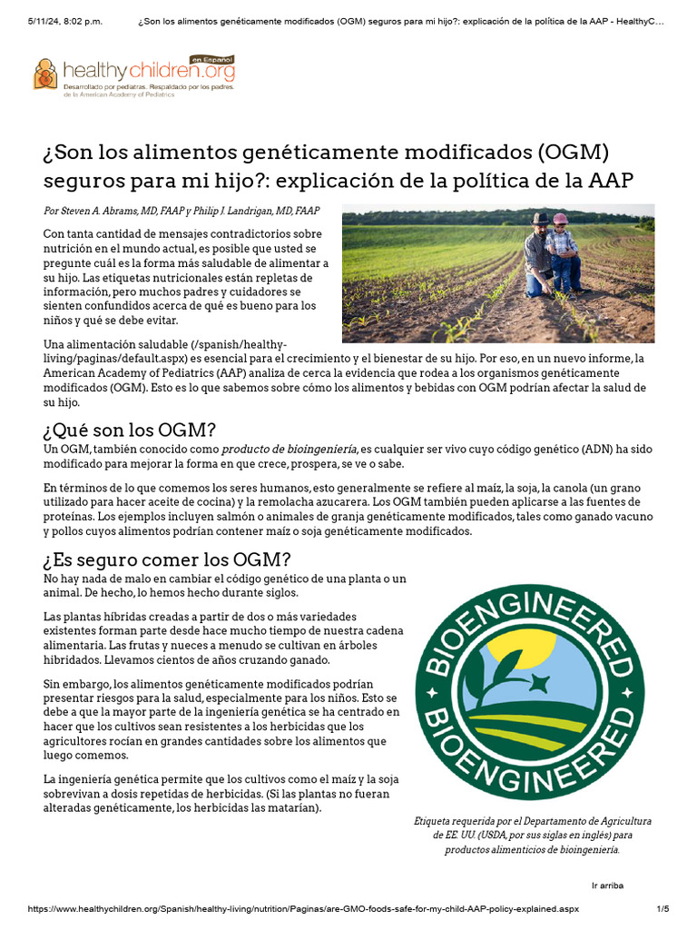 ¿Son Los Alimentos Genéticamente Modificados (OGM) Seguros para Mi Hijo ...