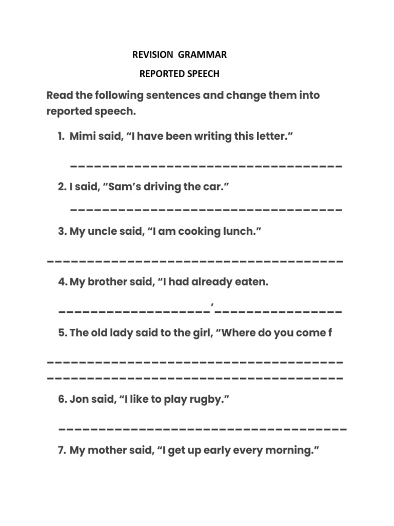 Reported Speech Revision | PDF