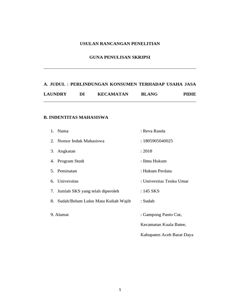 Usulan Rancangan Penelitian 2 | PDF