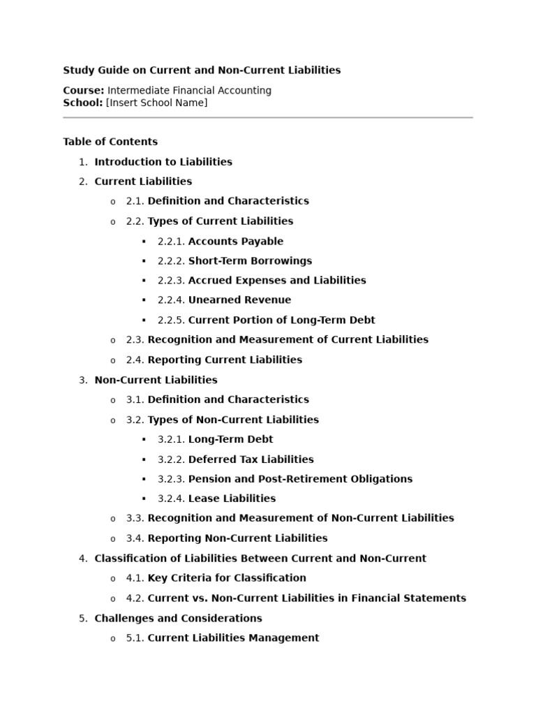 Study Guide On Current and Non-Current Liabilities | PDF | Current Liability | Debt