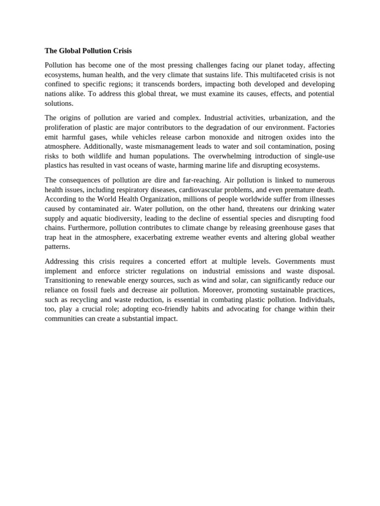 Global Pollution Crisis Overview | PDF