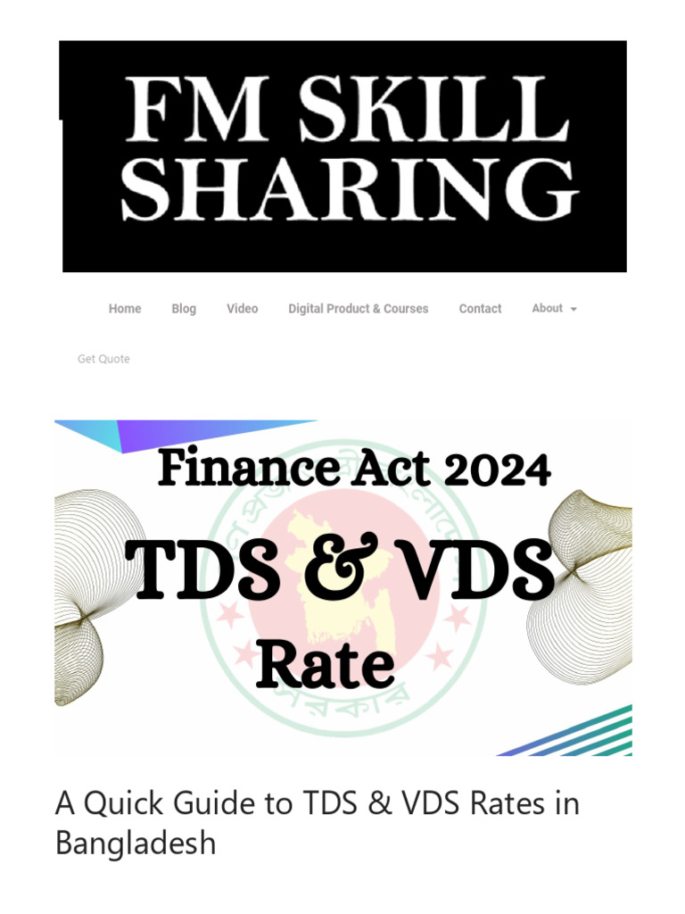 A Quick Guide To TDS & VDS Rates in Bangladesh - FM SKILL SHARING | PDF ...