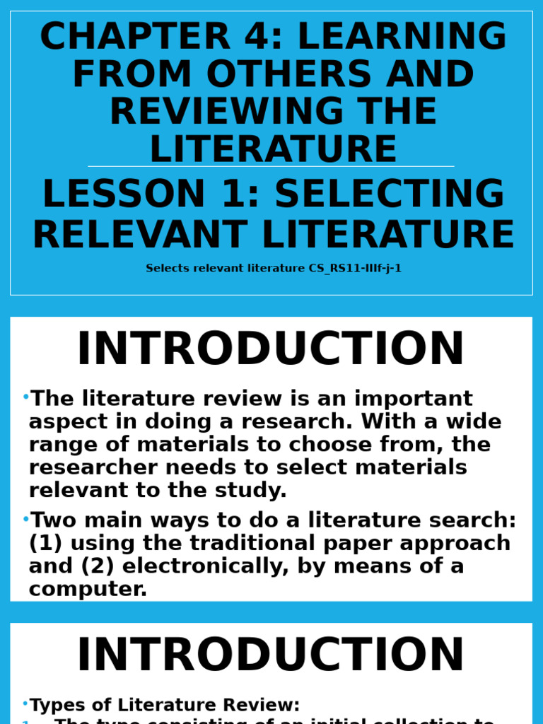 PR1 Chapter 4 Lesson 1 | PDF | Literature Review | Systematic Review