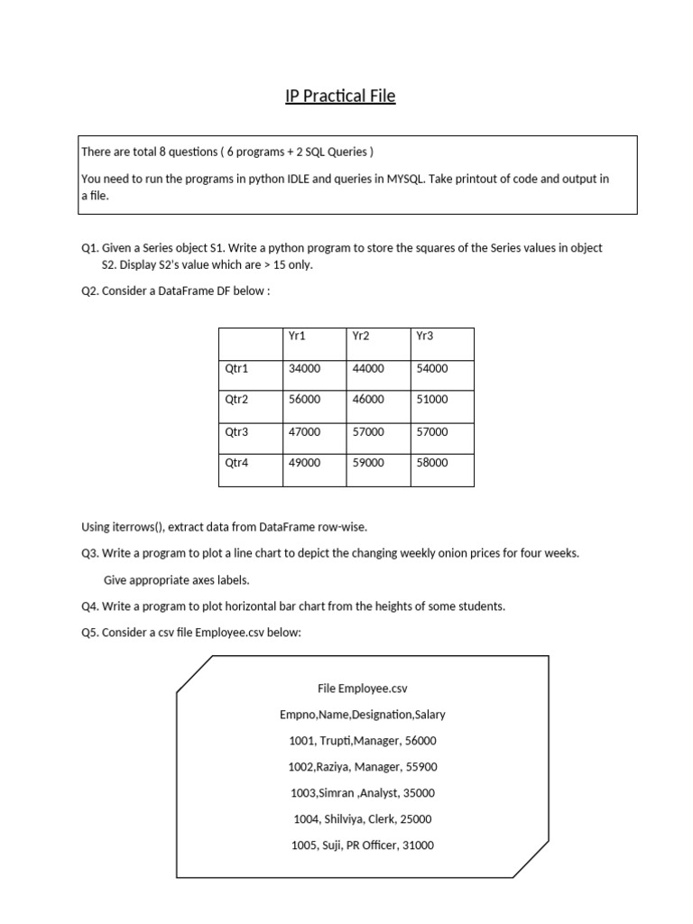 Python and SQL Practical Exercises | PDF | Databases | Computing