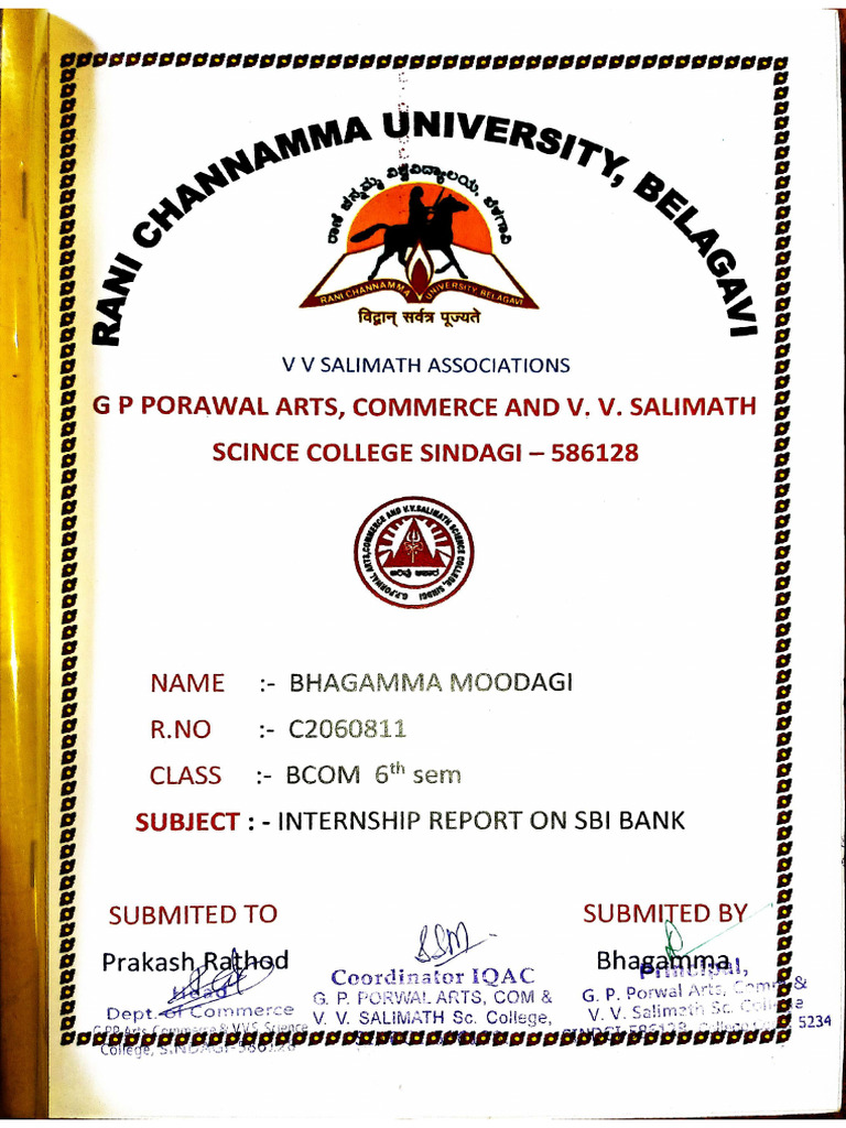 25 Internship Report On SBI | PDF