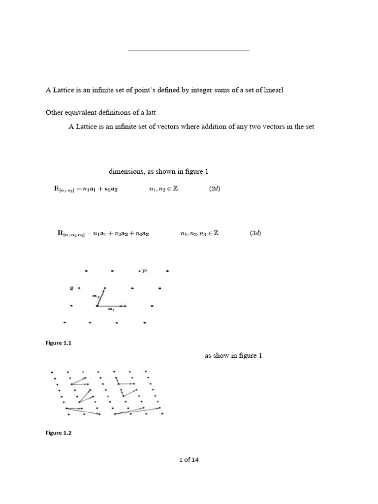 1CRYSTAL STRUCTURE-Handout 1 | PDF | Crystal Structure | Lattice (Group)