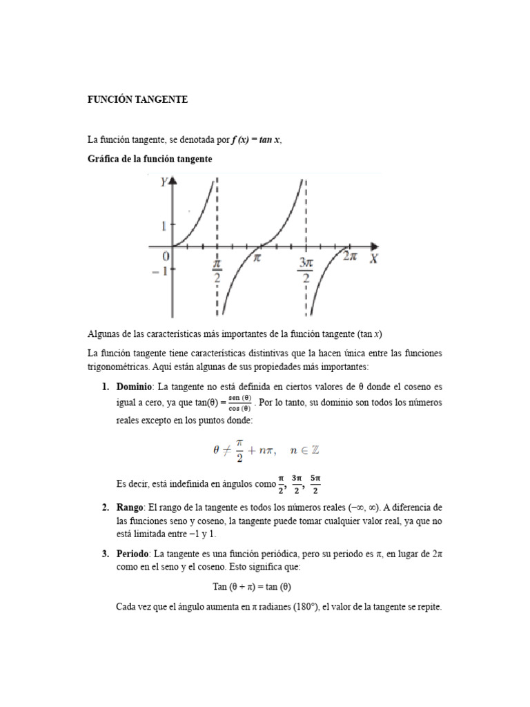 Características de las funciones tangente y cotangente | PDF ...