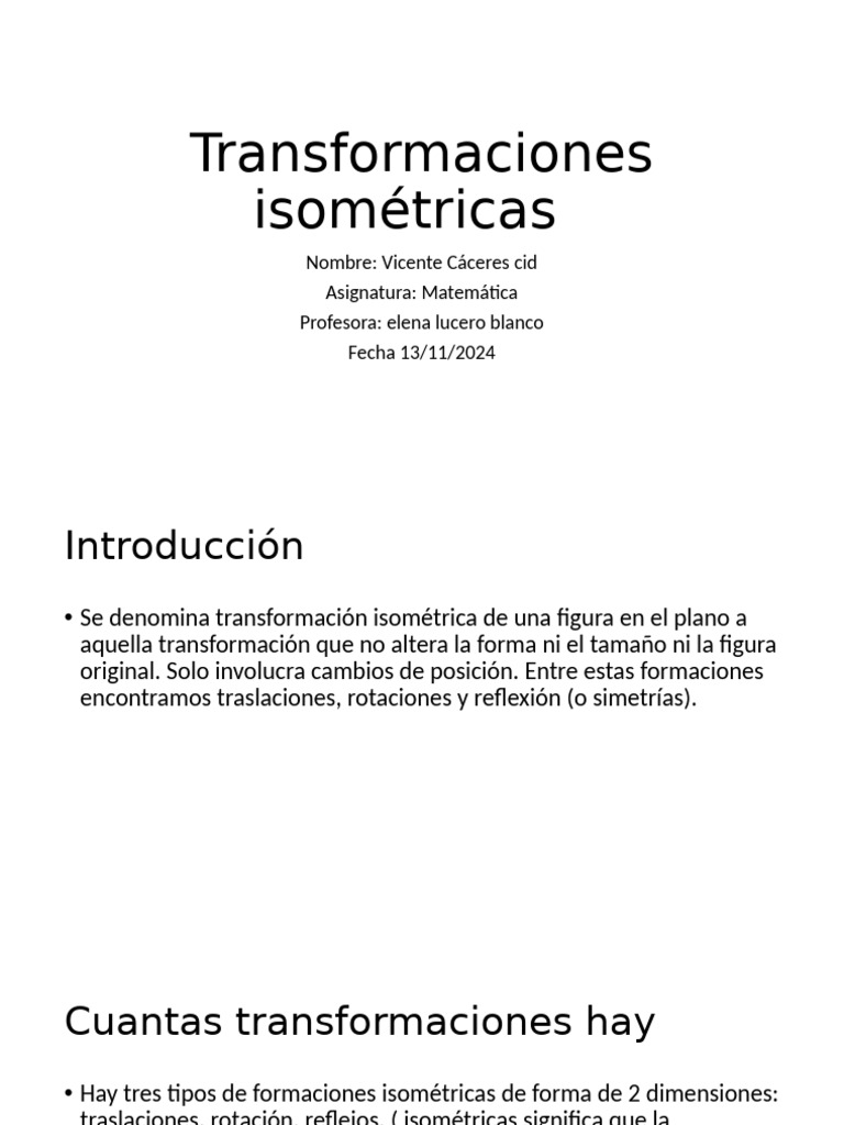 Transformaciones Isométricas Vicente Caceres | PDF | Crecimiento personal y profesional ...