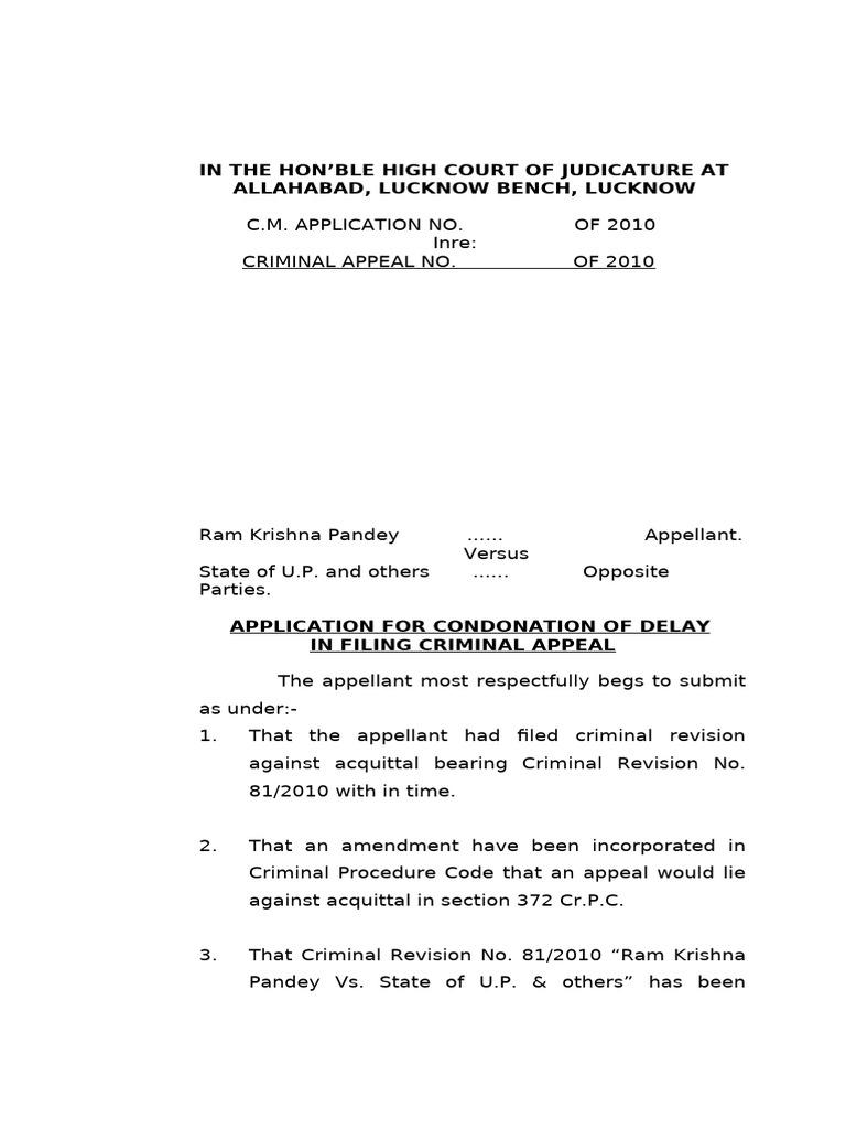 Legal Appeal Delay Condonation | PDF | Appeal | Affidavit