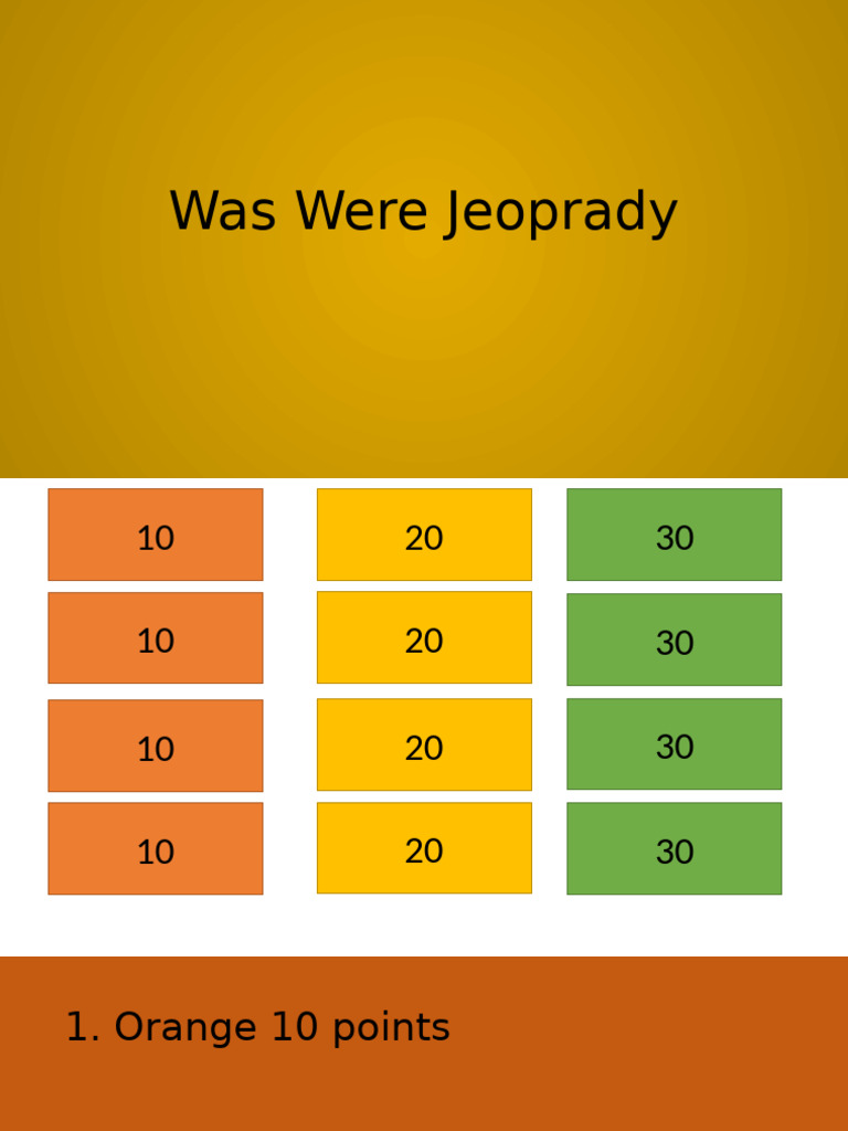 Past Tense Jeopardy Quiz Questions | PDF