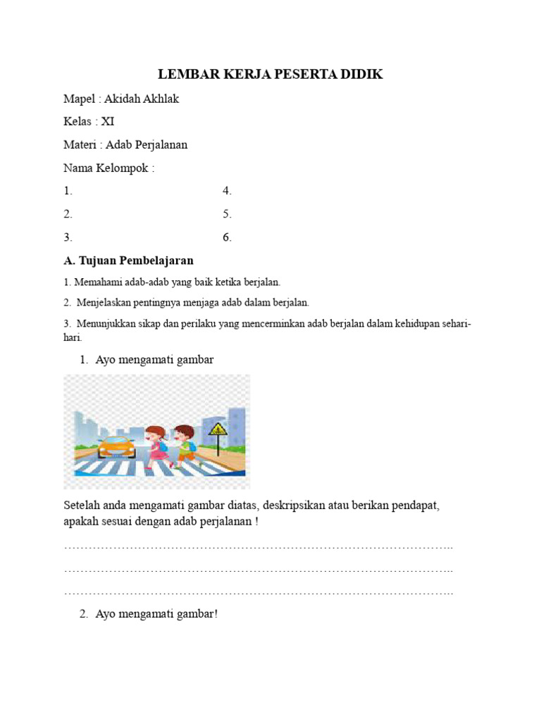 LKPD Adab Berjalan | PDF