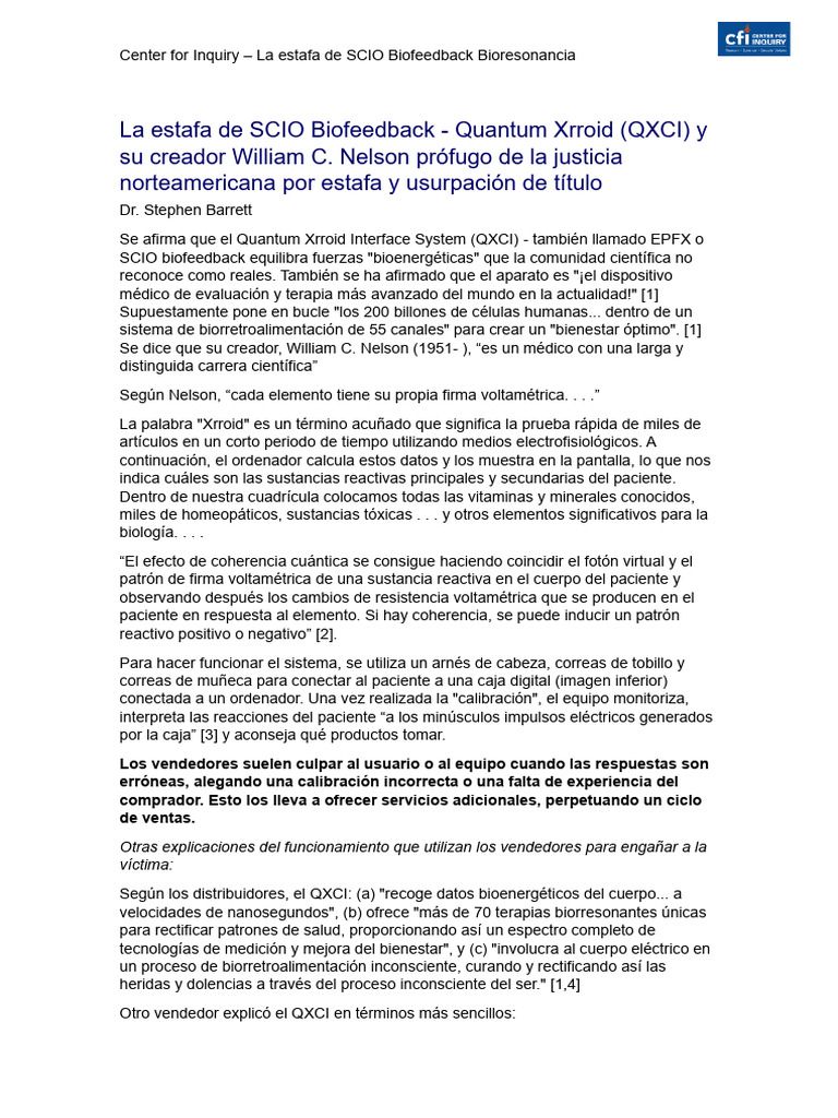 Estafa Scio Biofeedback Bioresonancia Scio Pro | PDF | Naturopatía ...