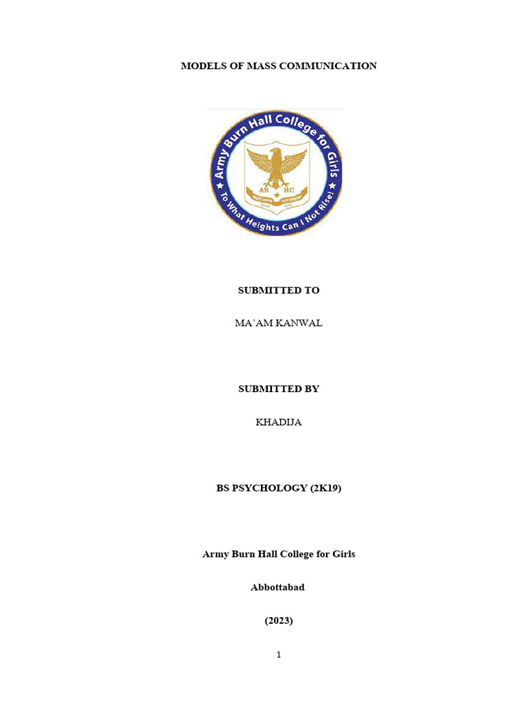 Overview of Mass Communication Models | PDF | Communication | Public ...