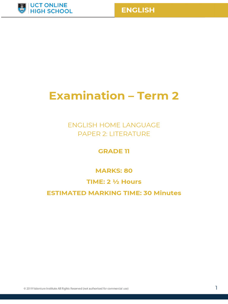 G11 English 2022 Exam Paper 2 Marking Guide | PDF | Poetry | Metre (Poetry)