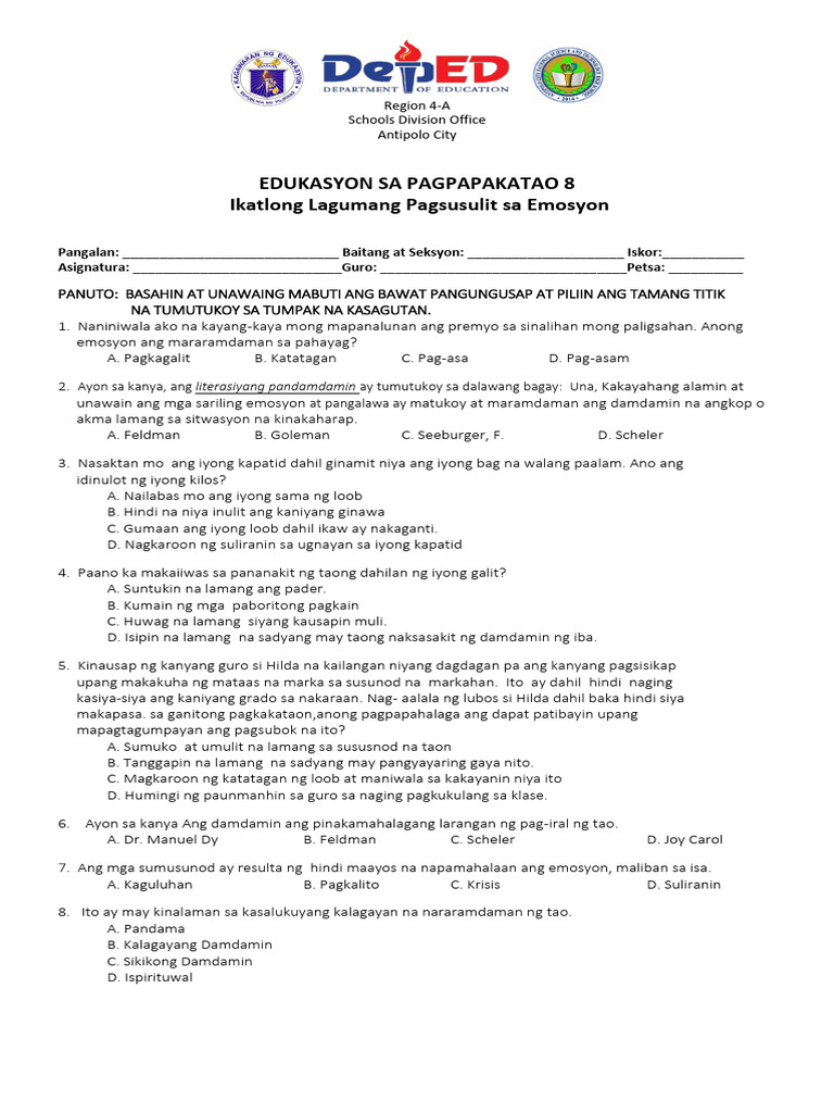 3rd SUMMATIVE TEST GRADE 8 | PDF