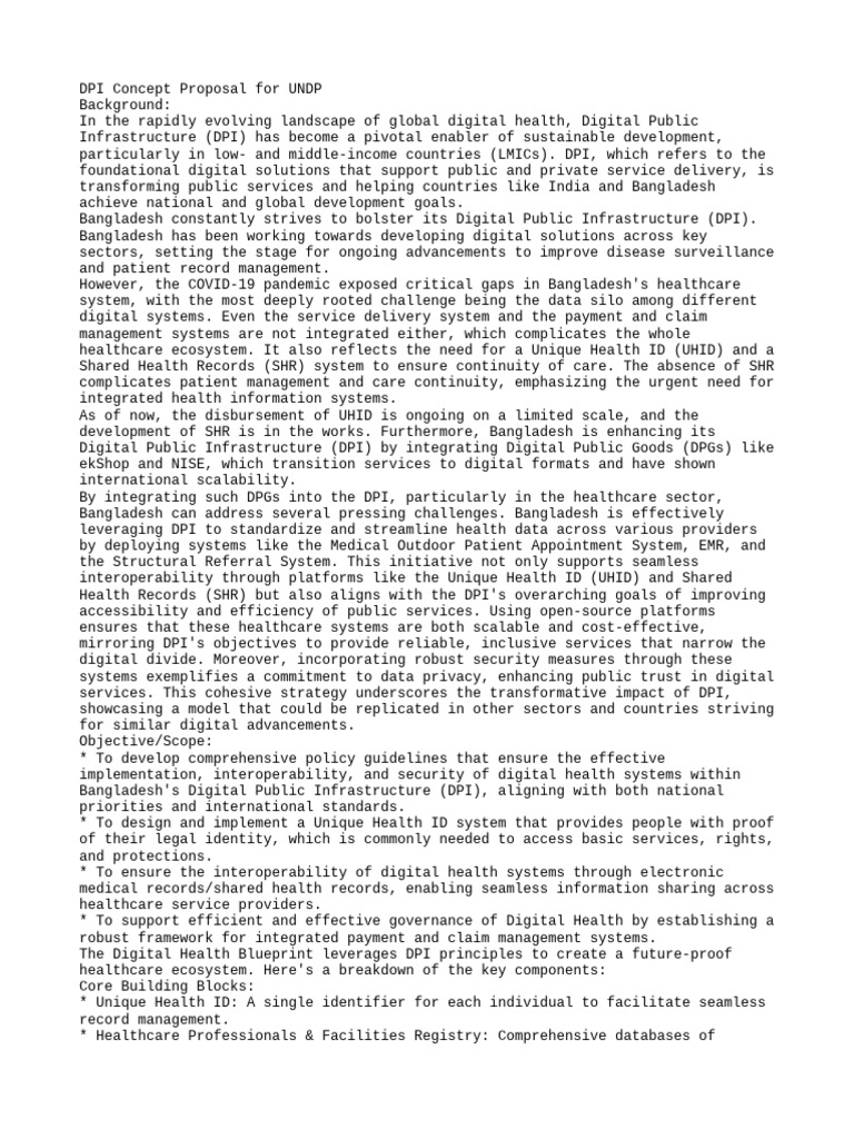 DPI Concept Proposal for UNDP | PDF | Interoperability | Health Care