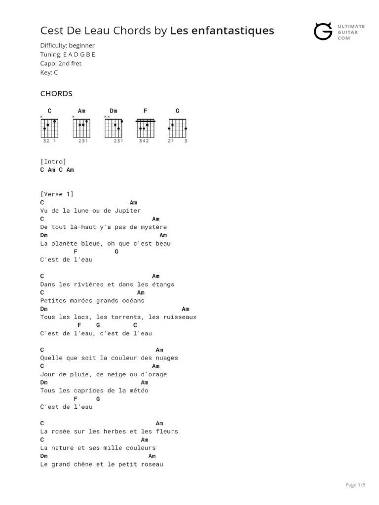 Cest de Leau Chords | PDF