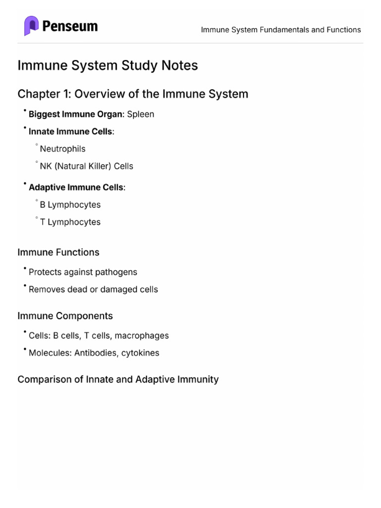 Immune System Fundamentals and Functions | PDF