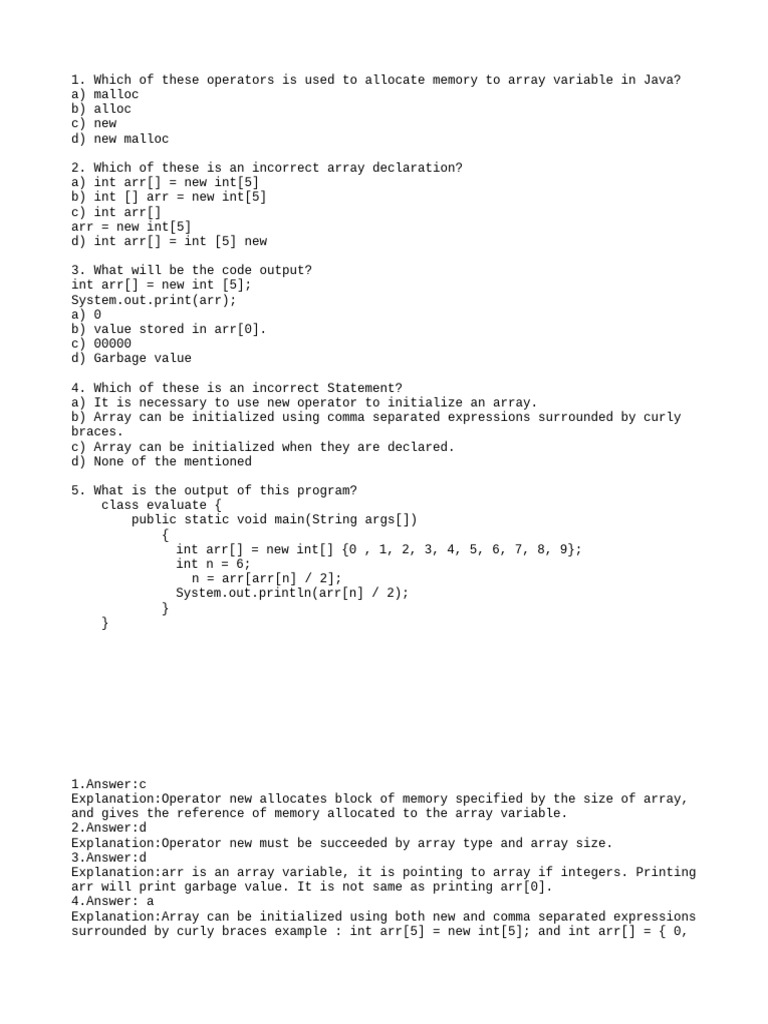Arrays MCQs | PDF | Teaching Methods & Materials | Computers