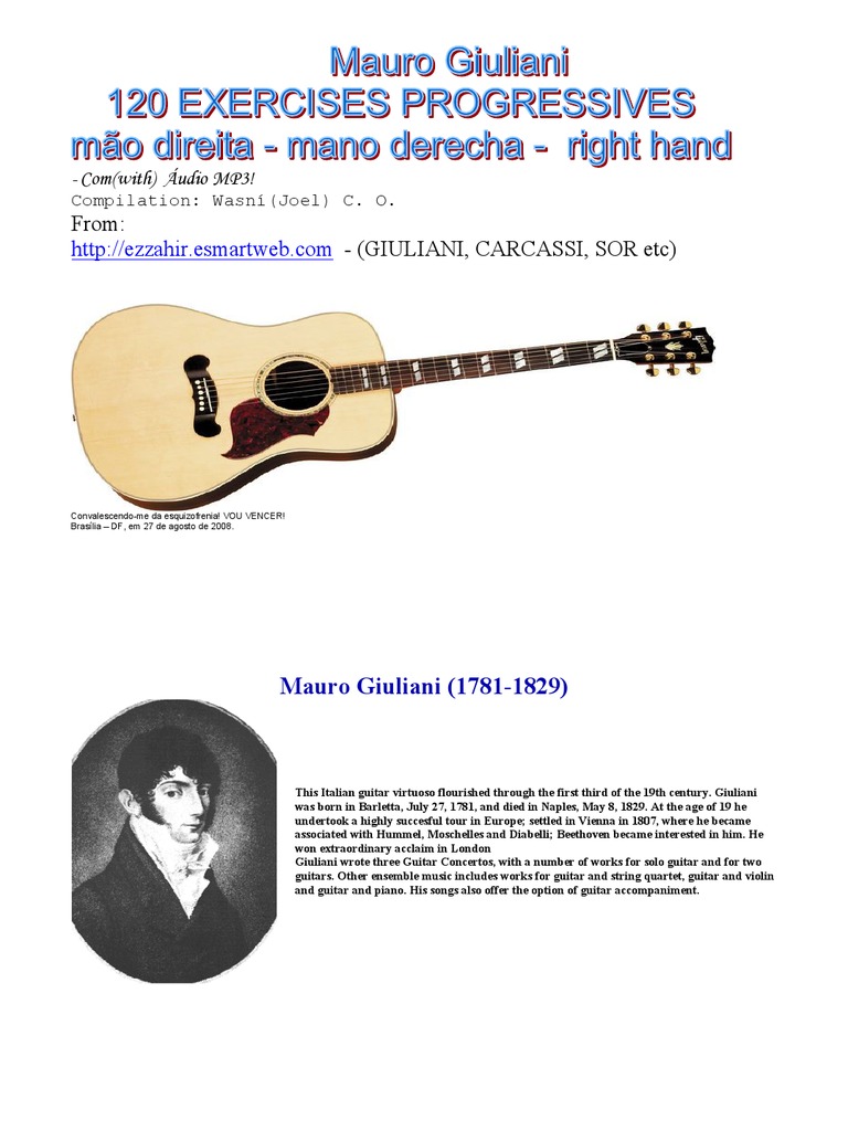 Mauro Giuliani 120 Exercises Progressives | PDF | String Instruments ...