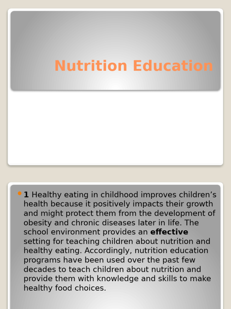 Nutrition Education | PDF | Foods | Healthy Diet
