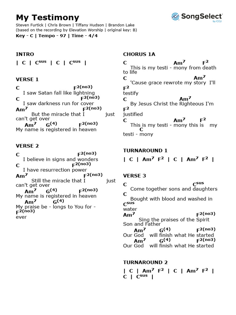 My Testimony-chords-C | PDF | Systematic Theology | Theology