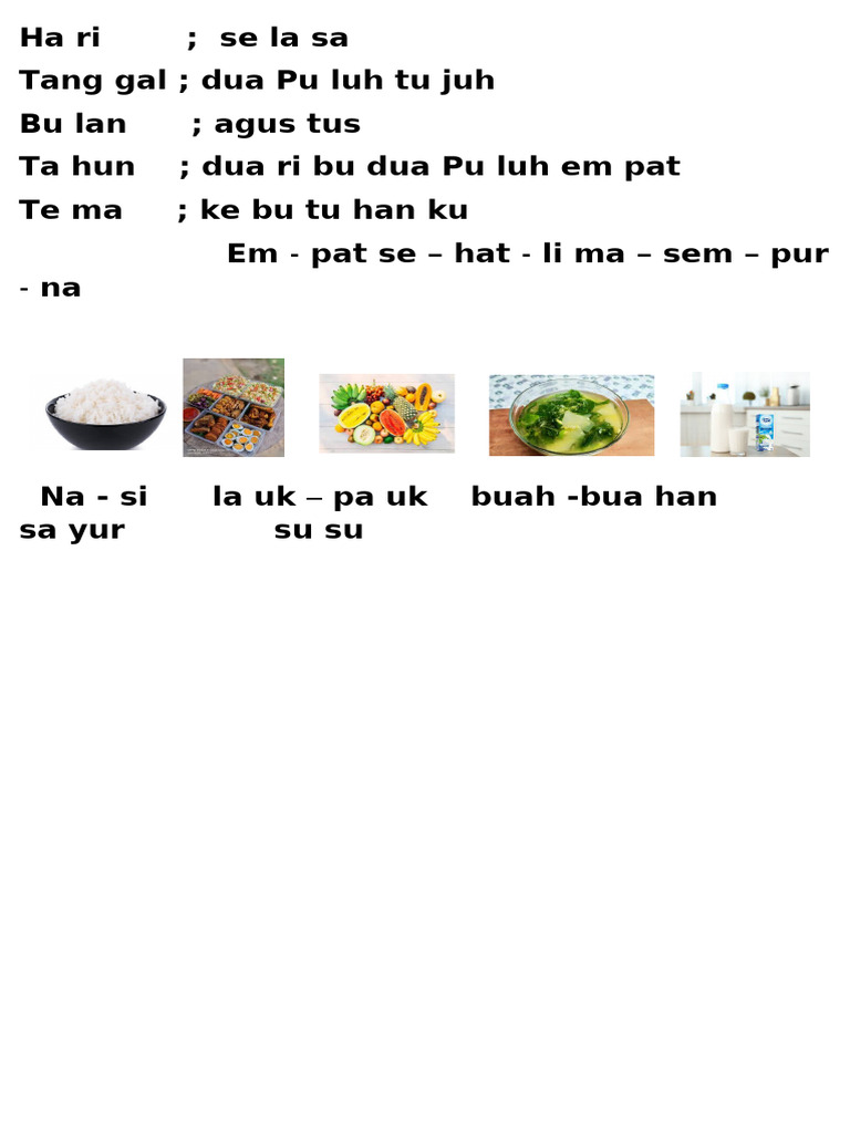 Lembar Kerja Anak Tema Kebutuhanku | PDF