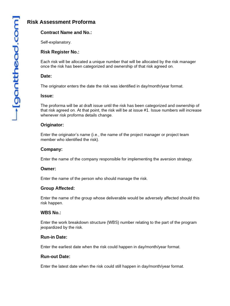 4.risk Assessment Proforma | PDF | Risk | Risk Management
