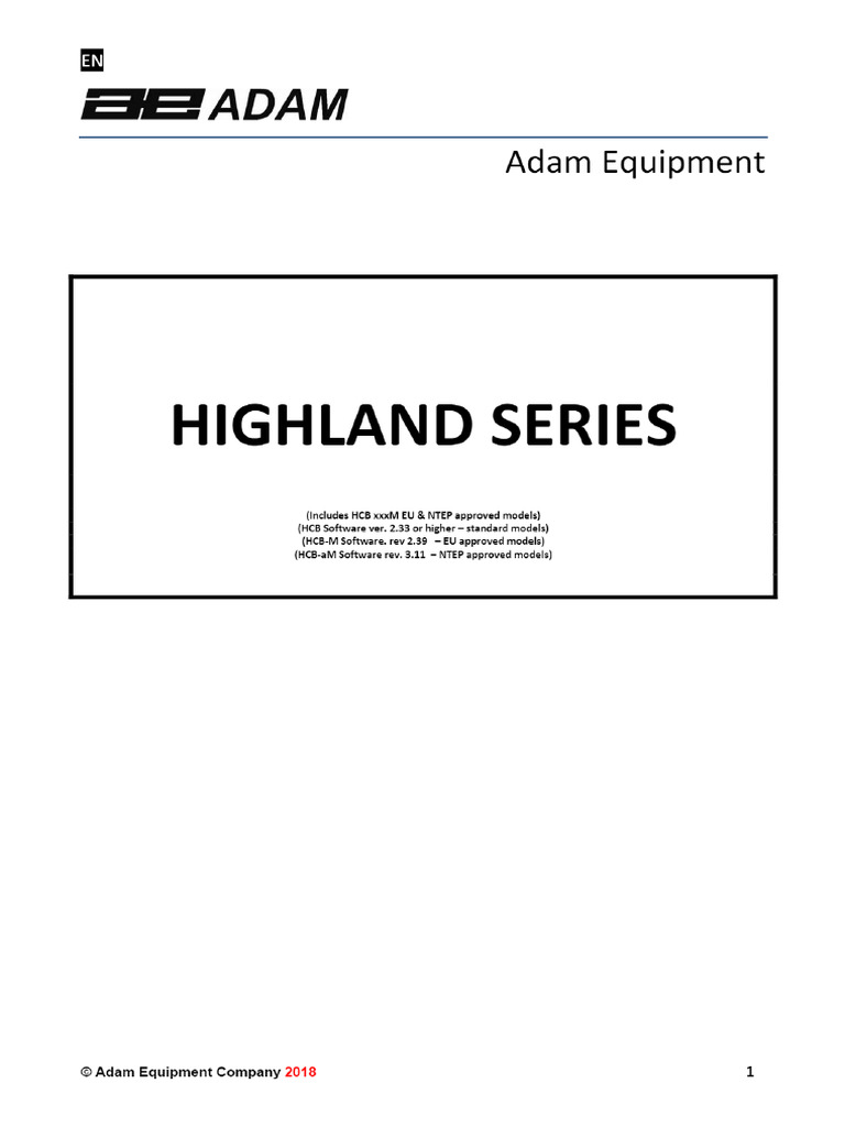 Adam HCB-123 Portable Precision Balances User Manual | PDF
