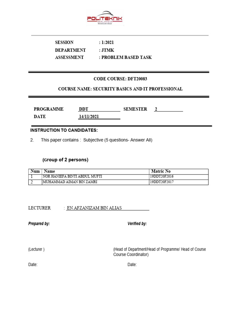 Problem Based Task Basic Security and Ethics | PDF | Backup | Computer Data Storage