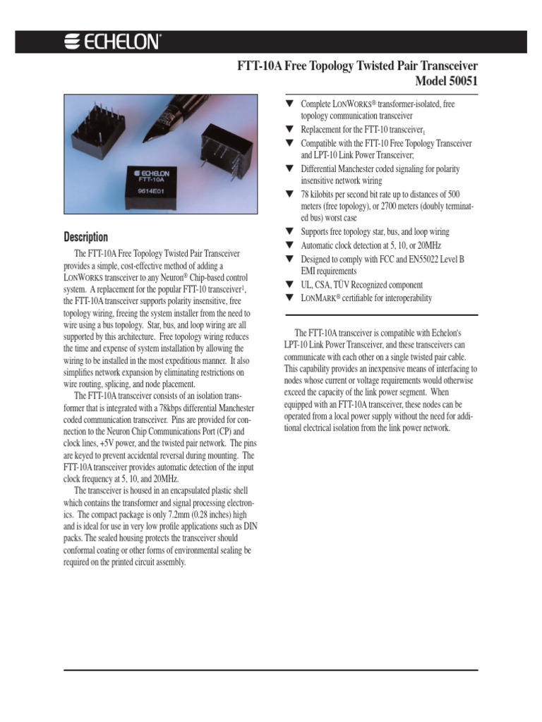 FTT-10A Transceiver | PDF | Network Topology | Computer Network