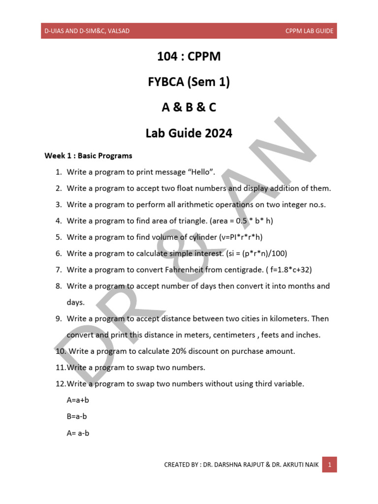104 Cppm Labguide 2024 Pdf String Computer Science Pointer Computer Programming 