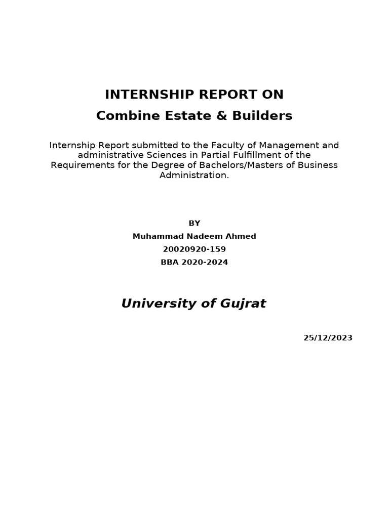 Builder Company Internship Report | PDF | Inflation | Interest