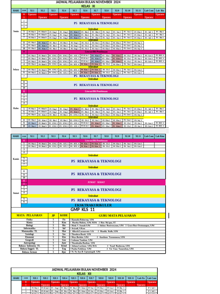 Jadwal Kls Xii Now | PDF